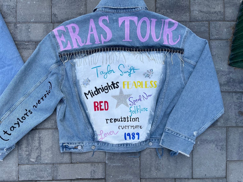Eras Tour Hand Painted and Beaded Denim Jacket - Etsy