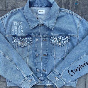 Eras Tour Hand Painted and Beaded Denim Jacket - Etsy