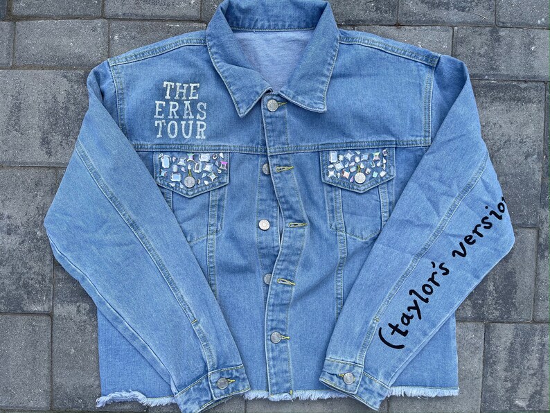 Eras Tour Hand Painted and Beaded Denim Jacket - Etsy