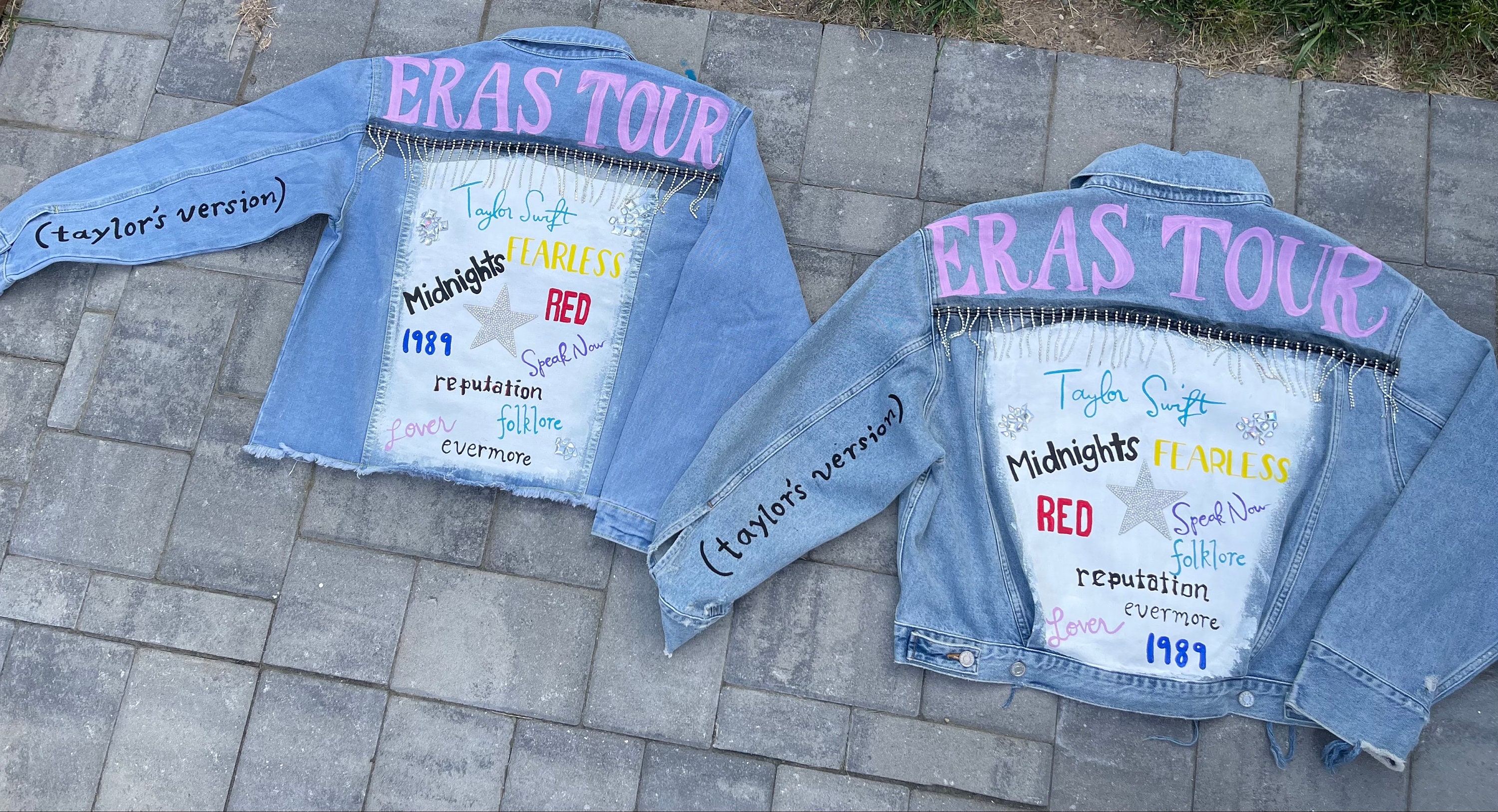 Eras Tour Hand Painted and Beaded Denim Jacket - Etsy