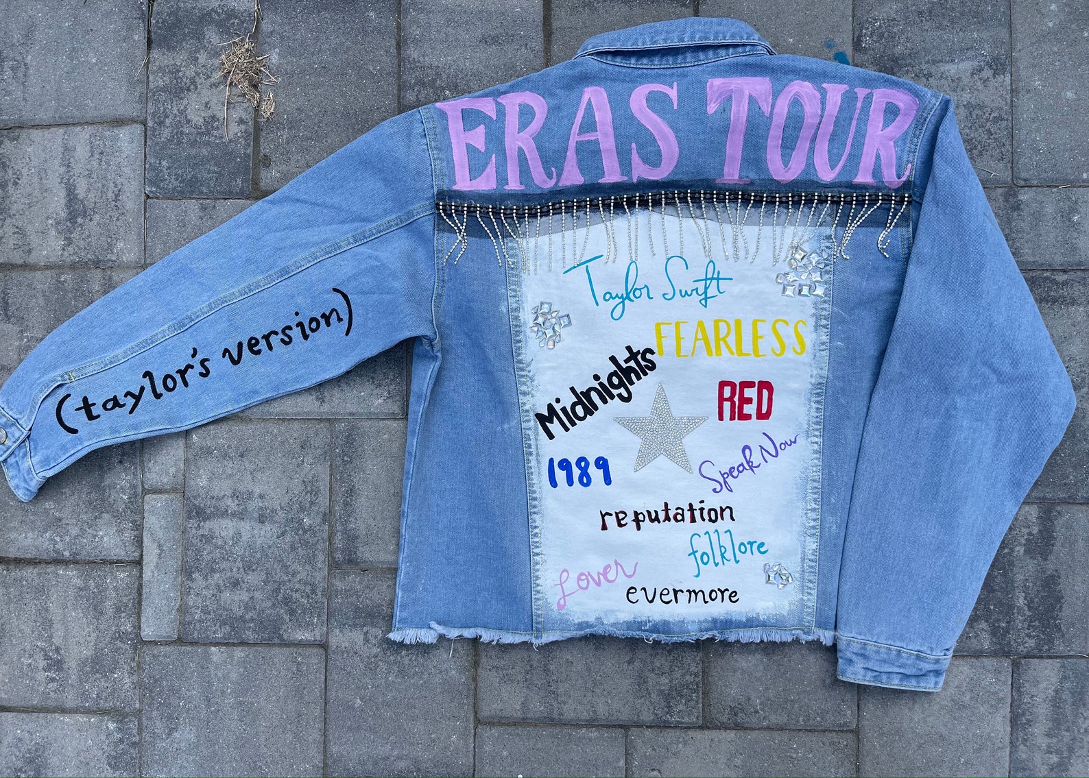 Eras Tour Hand Painted and Beaded Denim Jacket - Etsy