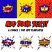 Blank Comics Pop Art Text Templates Superhero Clipart PNG and PDF - Etsy