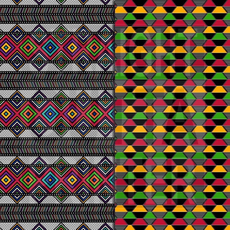 Zulu Inspired African Patterns Digital Paper JPG printable African ...