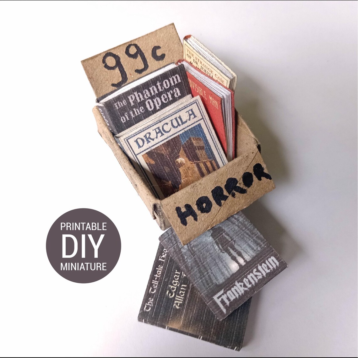 Miniature Horror Books: Printable DIY Dollhouse Set (PDF) - Halloween ...