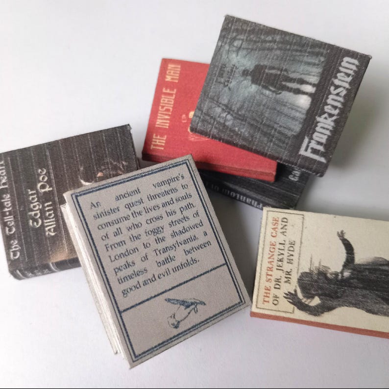 Miniature Horror Books: Printable DIY Dollhouse Set (PDF) - Halloween ...