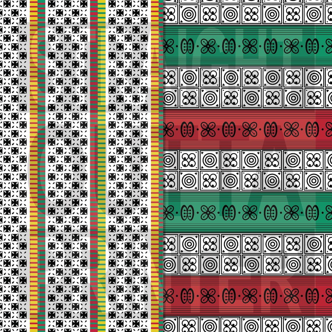 Kente Digital Paper African Seamless Patterns Adinkra Kente Cloth Afro ...
