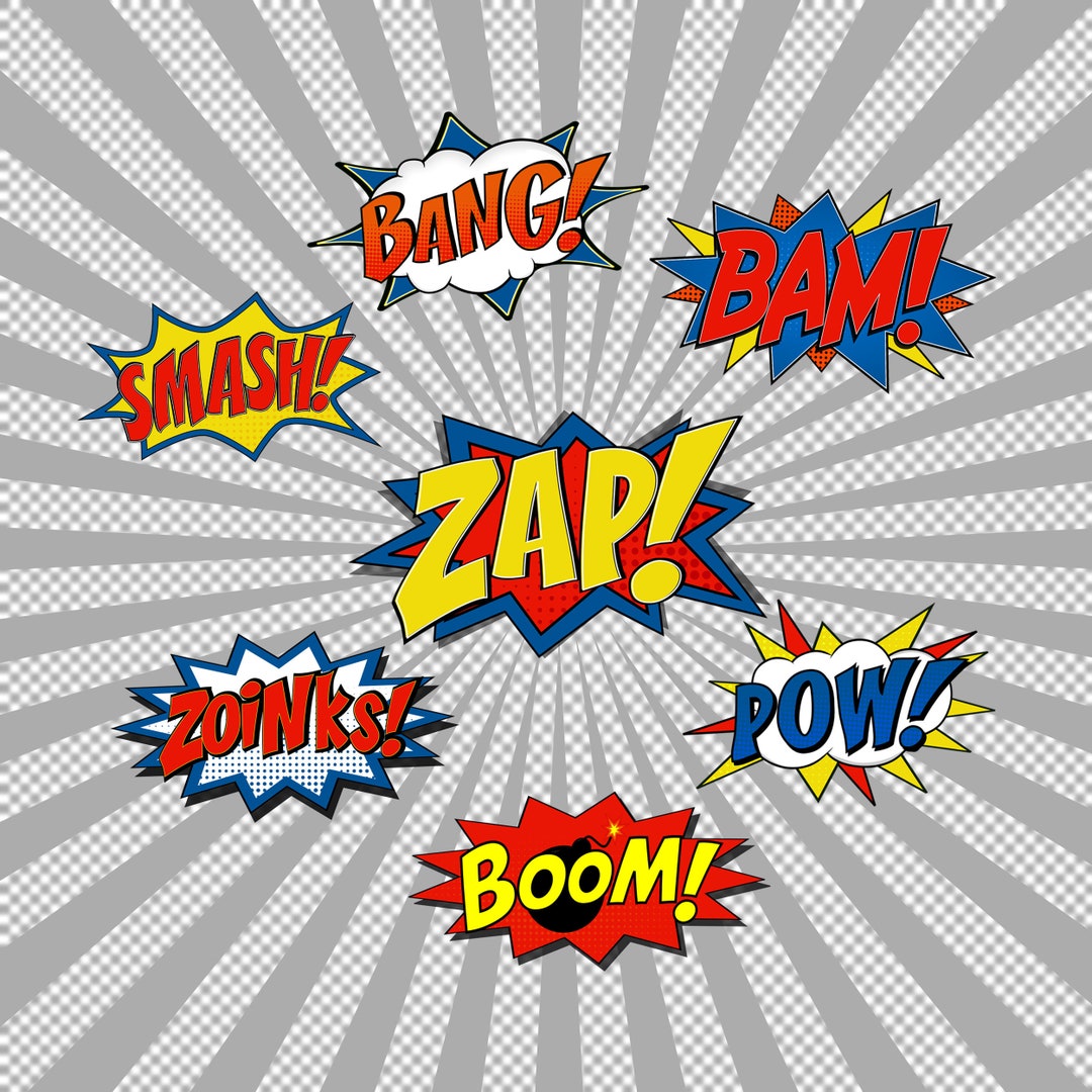 Boom Bam Bang Pow Zoinks Zap Smash Superhero Comics Clipart Comic Book ...