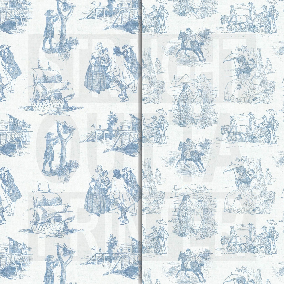 Toile Digital Paper Toile Seamless Patterns Pigeon Blue | Etsy