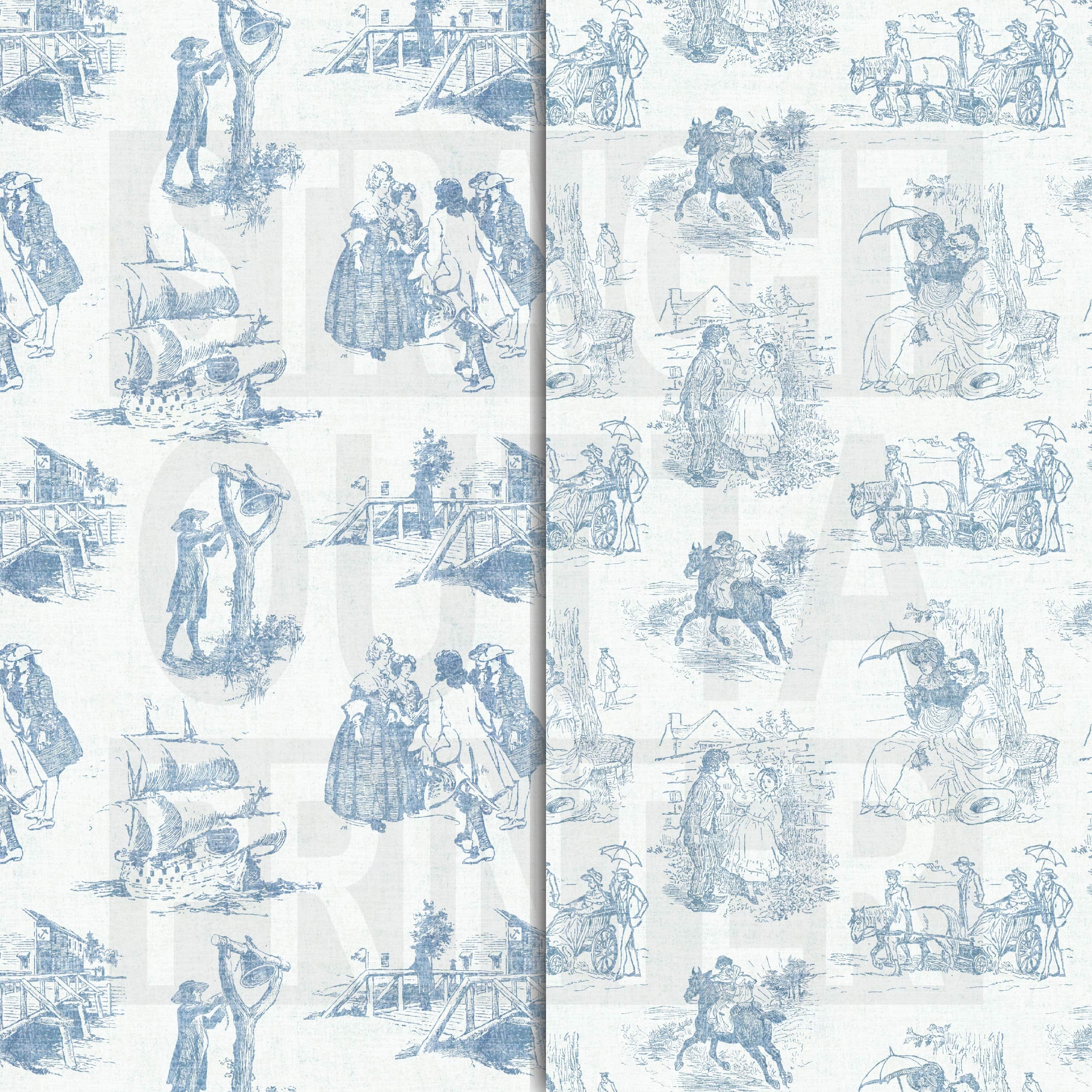 Toile Digital Paper Toile Seamless Patterns Pigeon Blue | Etsy