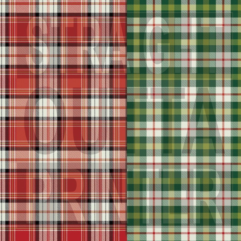 Christmas Plaid Digital Paper Buffalo Check Seamless - Etsy
