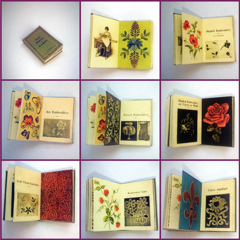 Miniature Books Readable Printable DIY Kit - Emboidery - Illustrated ...