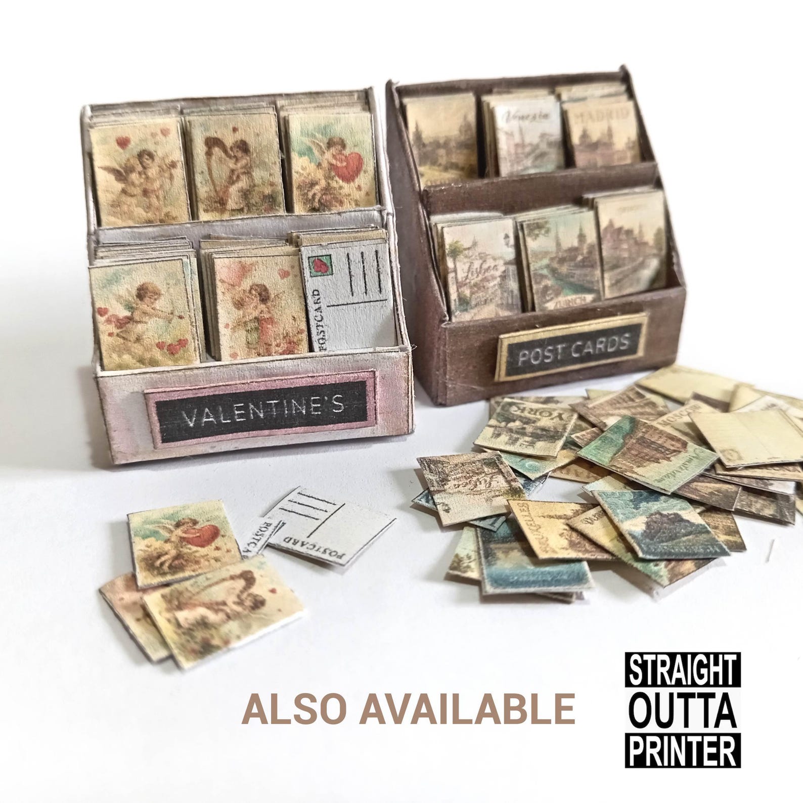 Miniature Postcard Stand With Old European Cities | Printable DIY Kit ...