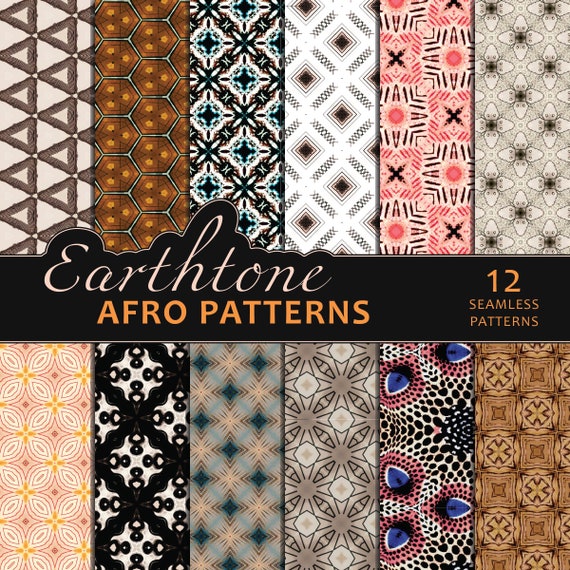 Earthtone Afro Patterns Digital Paper Printable African | Etsy