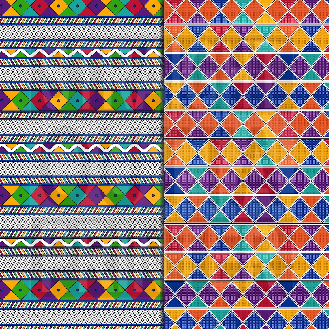 Zulu Inspired African Patterns Digital Paper JPG printable African ...