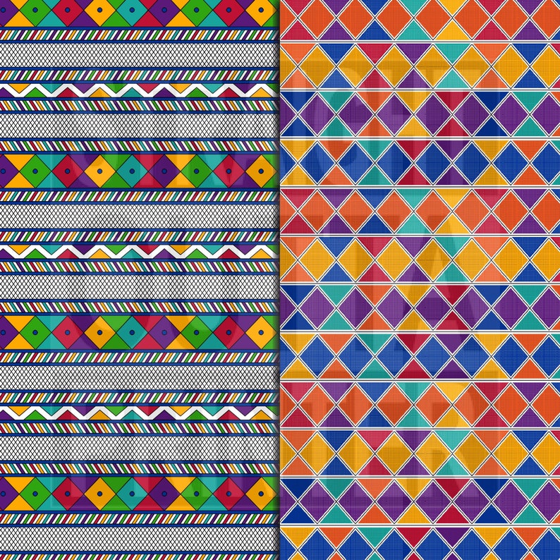 Zulu Inspired African Patterns Digital Paper JPG printable African ...