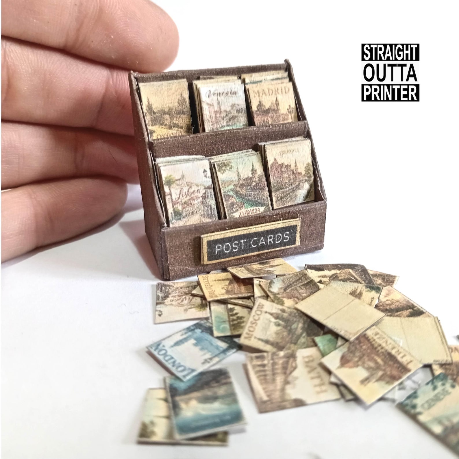 Miniature Postcard Stand With Old European Cities | Printable DIY Kit ...
