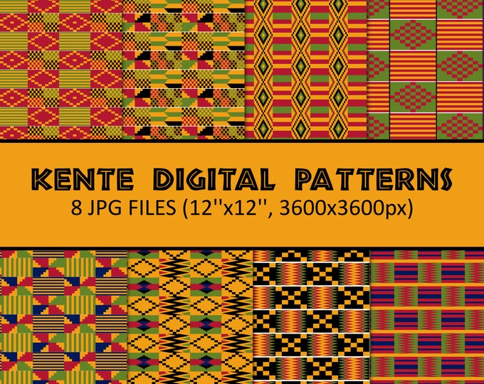 Authentic Colorful Ghana Kente Cloth Pattern Digital Scrapbook Papers ...