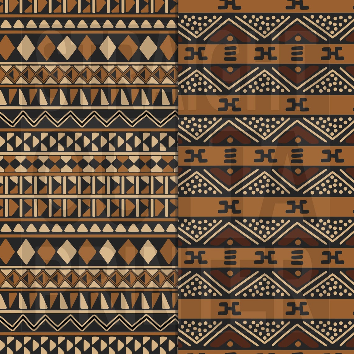African Bogolan Digital Paper Bogolan Seamless Patterns Digital ...
