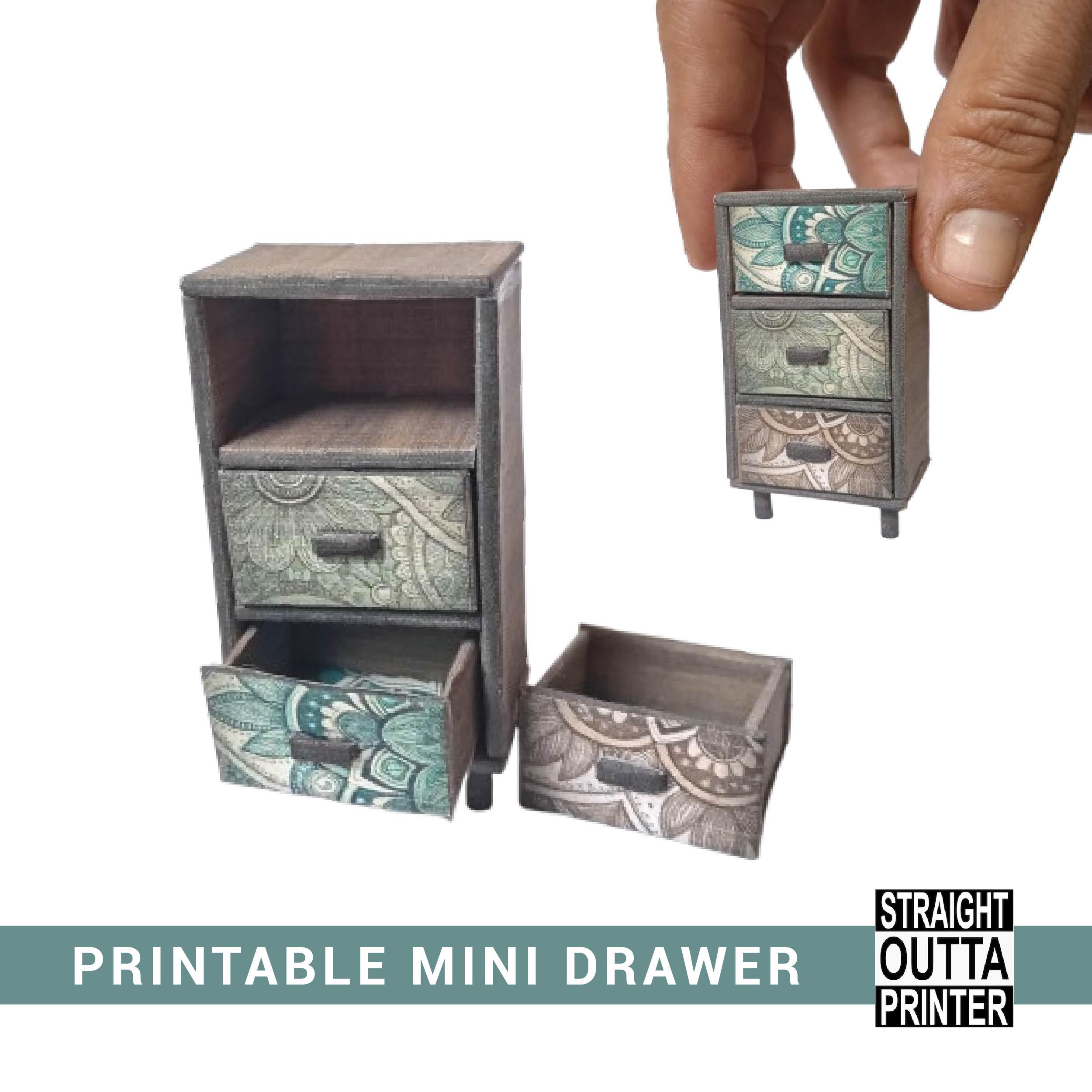 Printable Miniature Drawer | DIY Dollhouse Furniture Paper Craft (1:12 ...