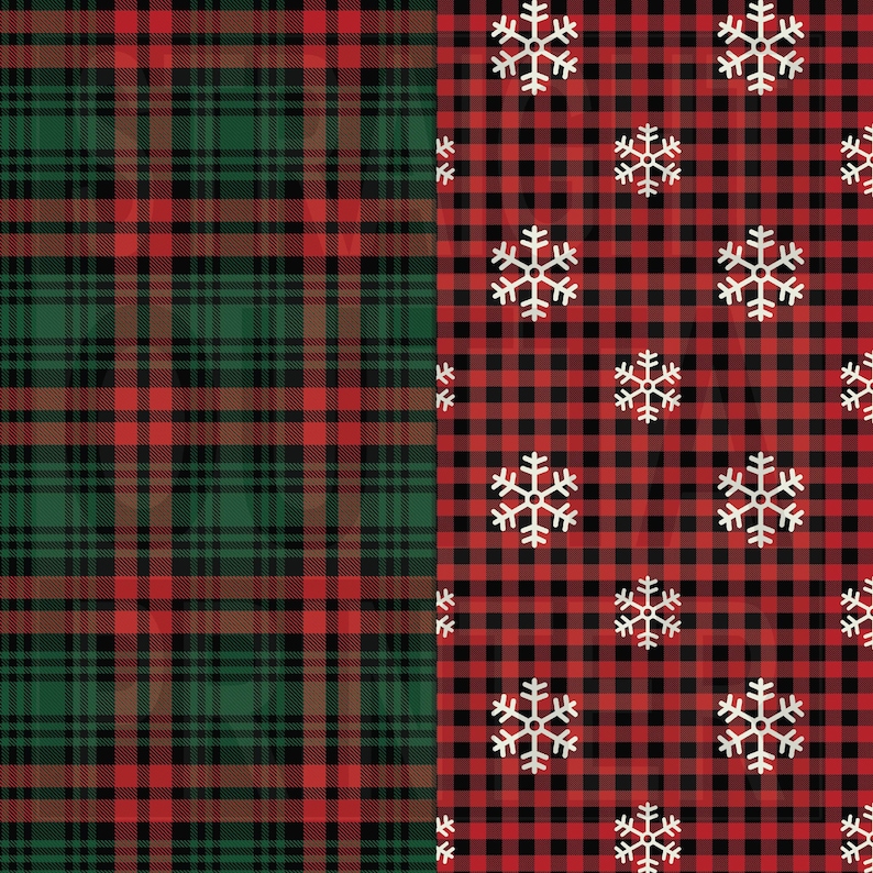 Christmas Plaid Digital Paper Buffalo Check Seamless - Etsy