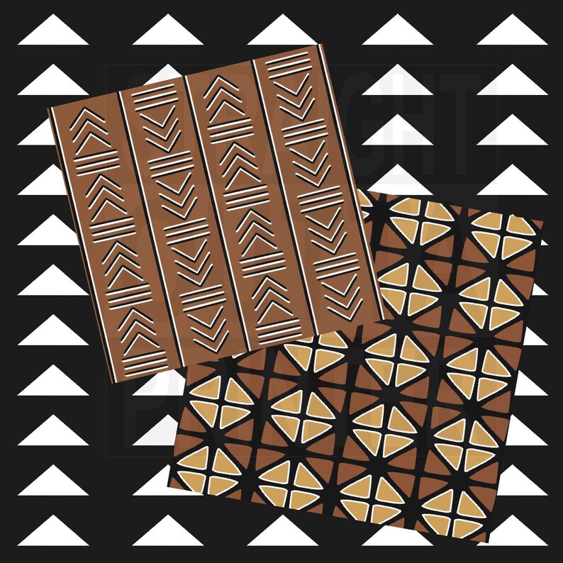 Mud Cloth Patterns Pack 2 Digital Paper JPG Format printable African ...