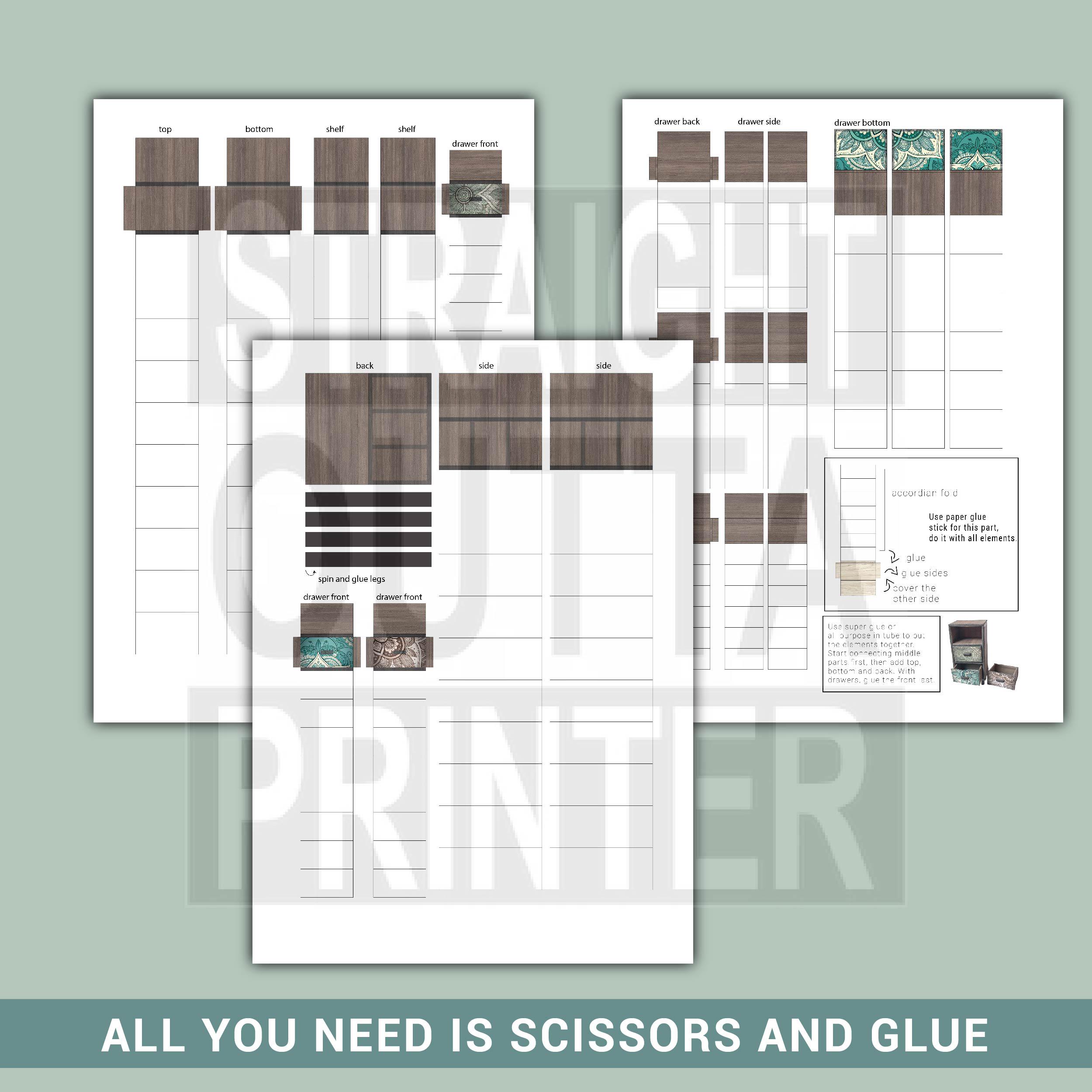 Printable Miniature Drawer | DIY Dollhouse Furniture Paper Craft (1:12 ...