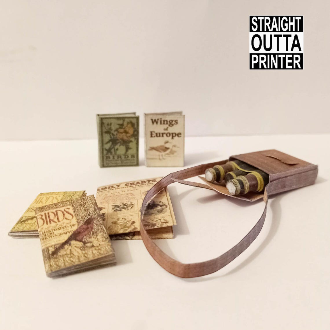 1:12 Miniature Birdwatching Set Printable DIY, Dollhouse Vintage Birds ...