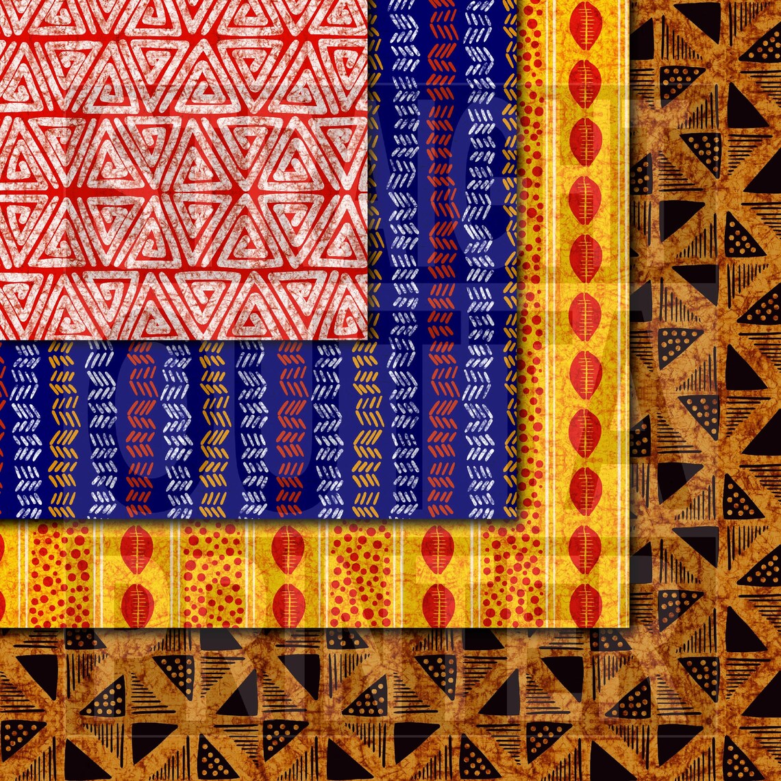 African Batik Lagos Digital Paper JPG Format Printable African Patterns ...
