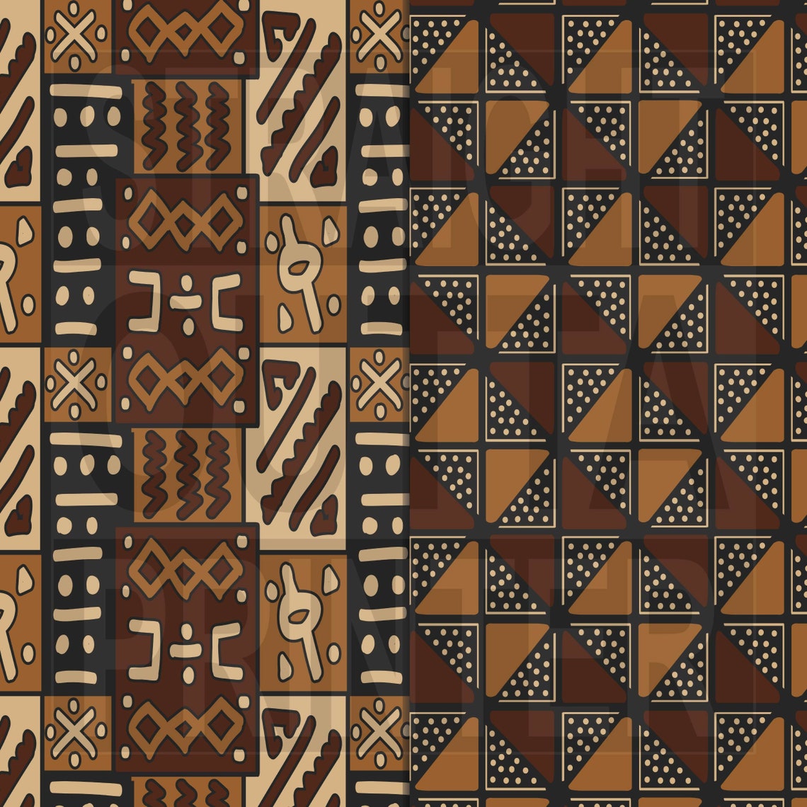 African Bogolan Digital Paper Bogolan Seamless Patterns Digital ...