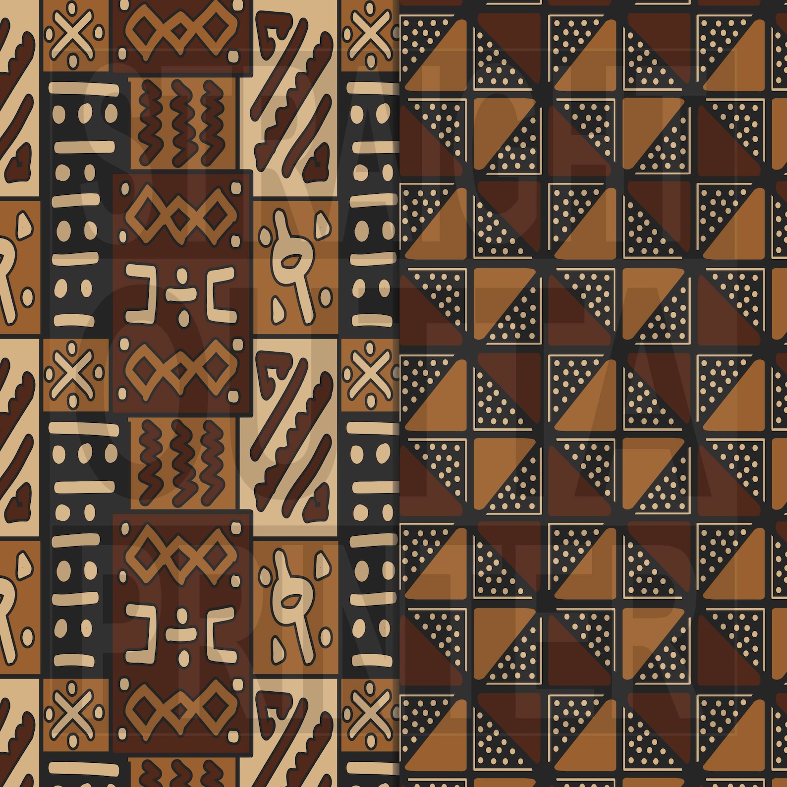 African Bogolan Digital Paper Bogolan Seamless Patterns Digital ...