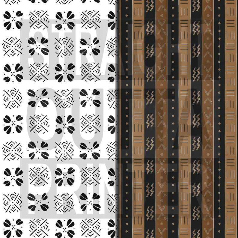 Mud Cloth Seamless Patterns Digital Paper JPG Format printable African ...