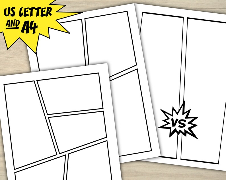 Comics Templates Blank Comic Book Printable Pages Speech - Etsy