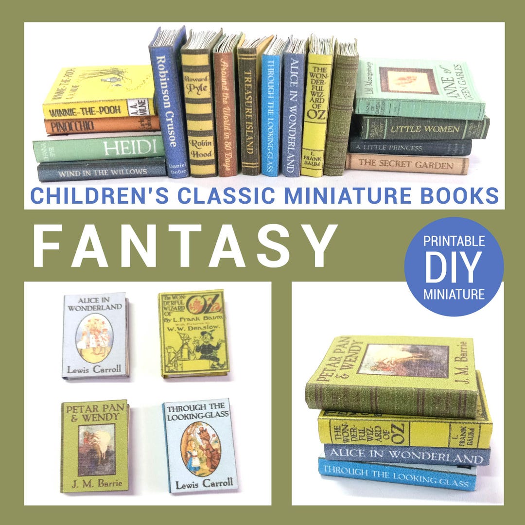 Miniature Fantasy Book Set: Wizard of Oz, Alice in Wonderland (DIY ...