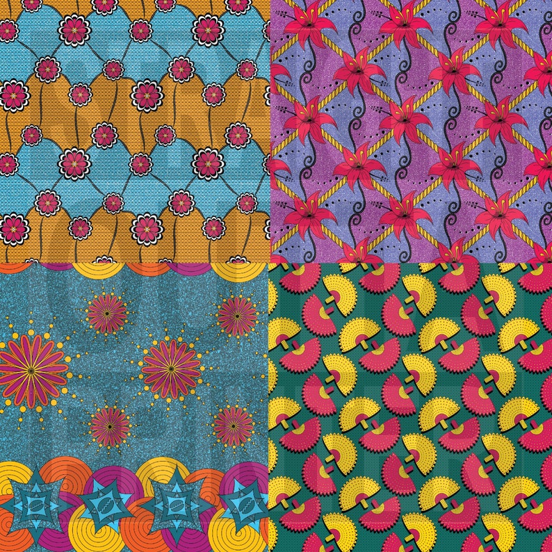 Ankara Wax Seamless Patterns Digital Paper Printable African Patterns ...