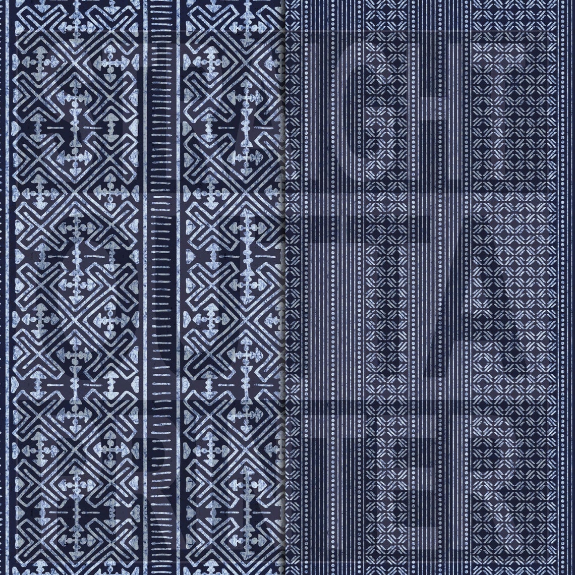 Hmong Batik Digital Paper Thai Indigo Batik Seamless Patterns Navy Blue ...