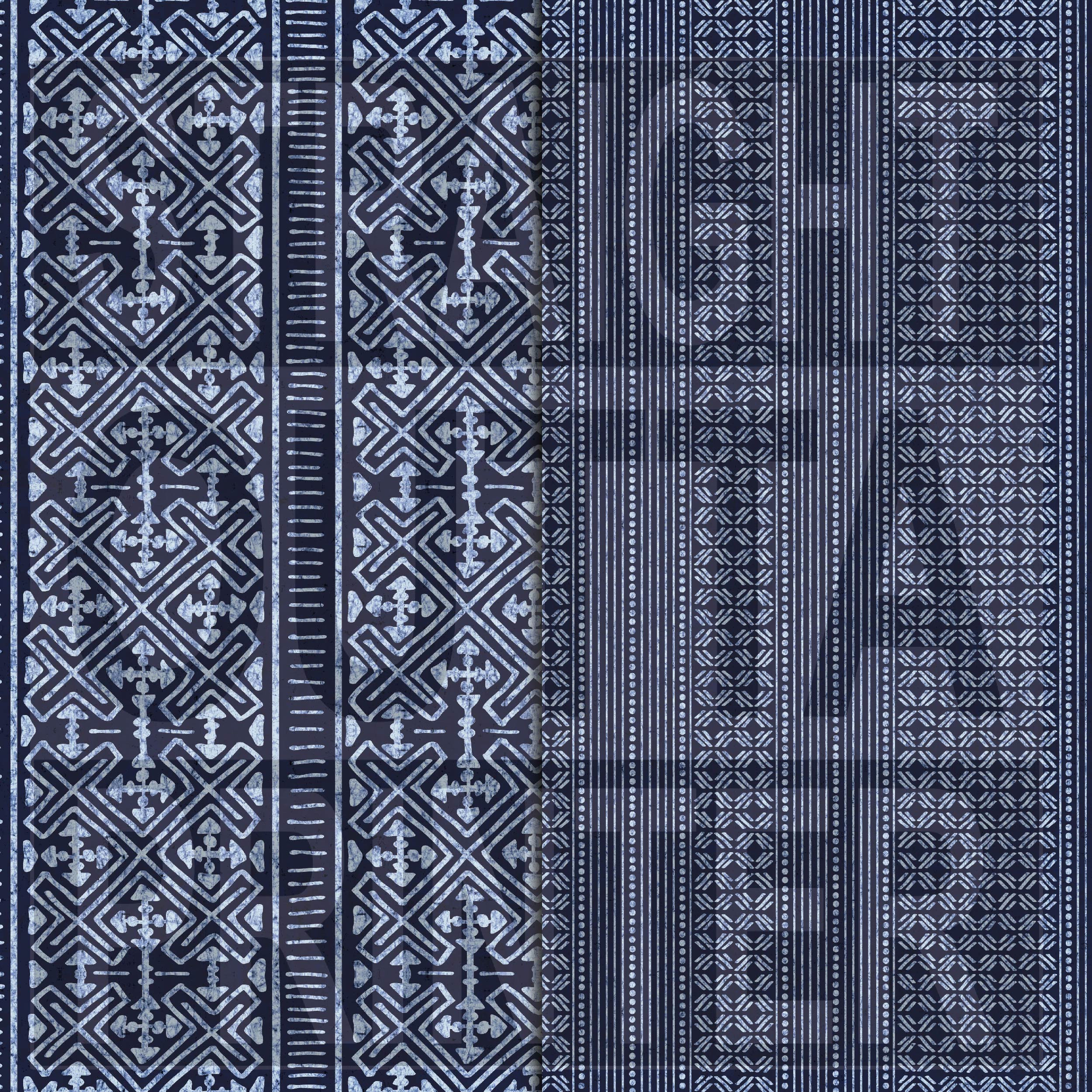 Hmong Batik Digital Paper Thai Indigo Batik Seamless Patterns Navy Blue ...