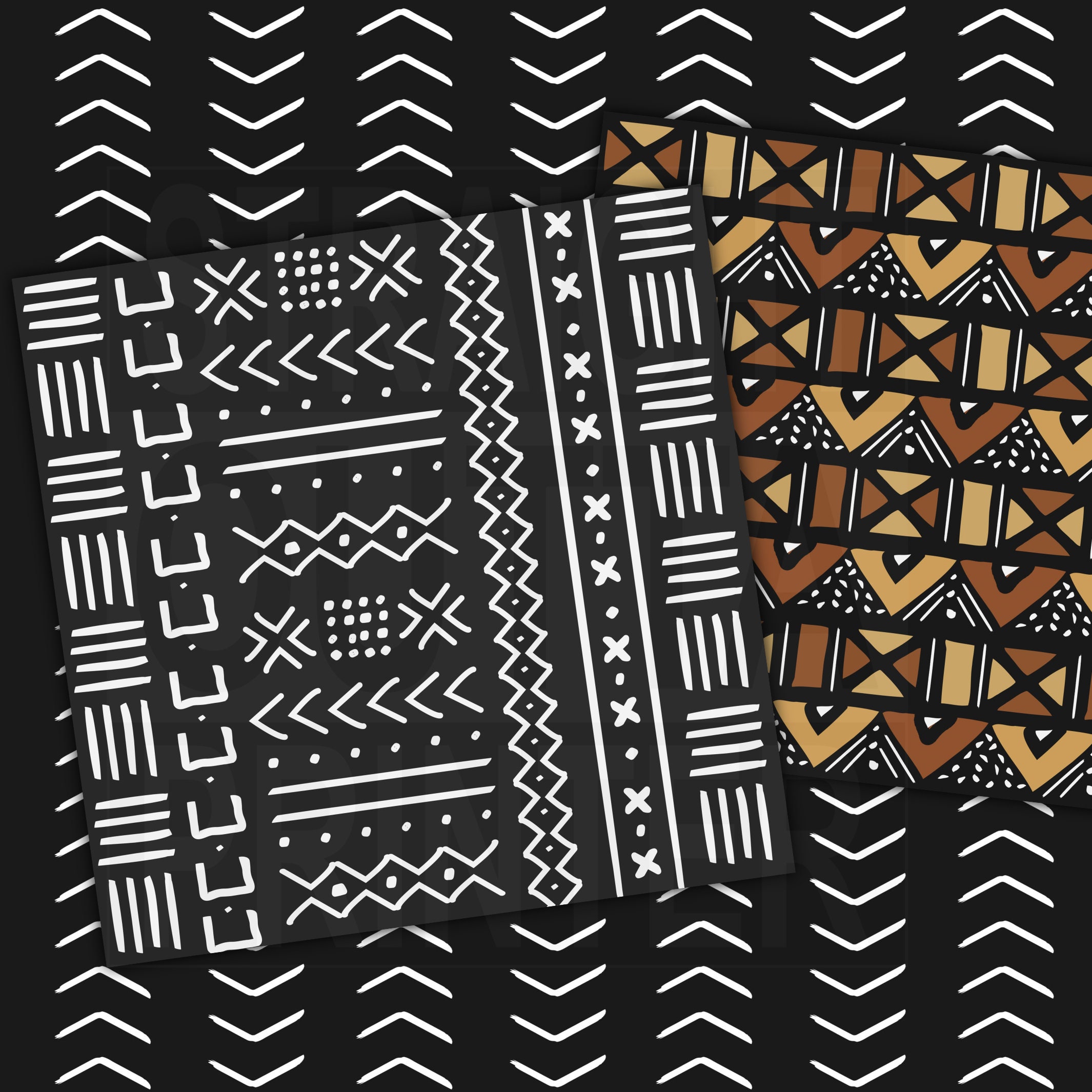 Mud Cloth Patterns Digital Paper JPG Format printable African Mudcloth ...