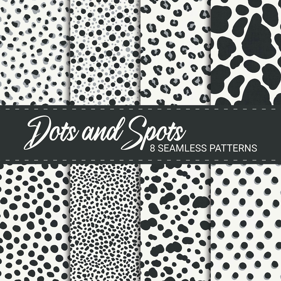 Black and White Dots and Spots Digital Paper, Animal Print Dotted ...