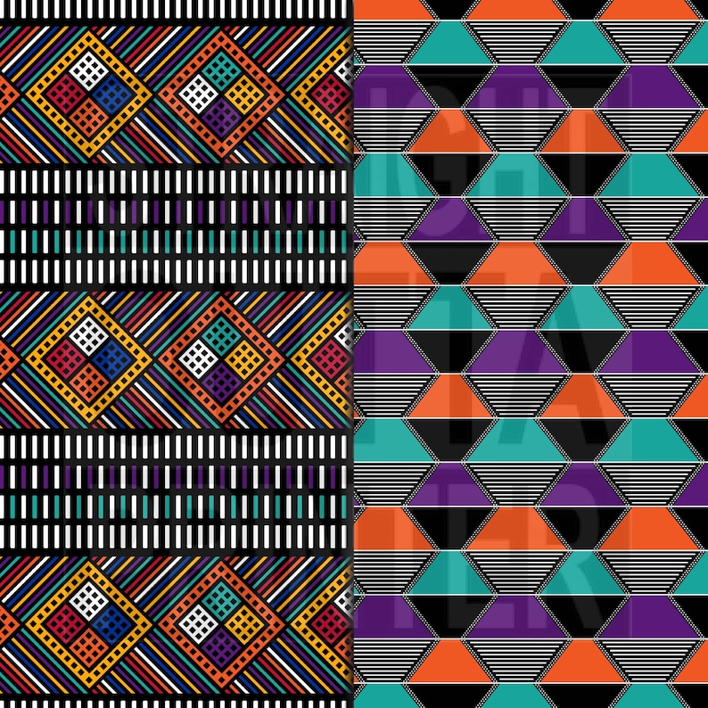 Zulu Inspired African Patterns Digital Paper JPG printable African ...