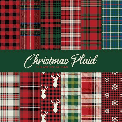 Red Plaid Digital Paper Buffalo Check Checkered Tartan - Etsy
