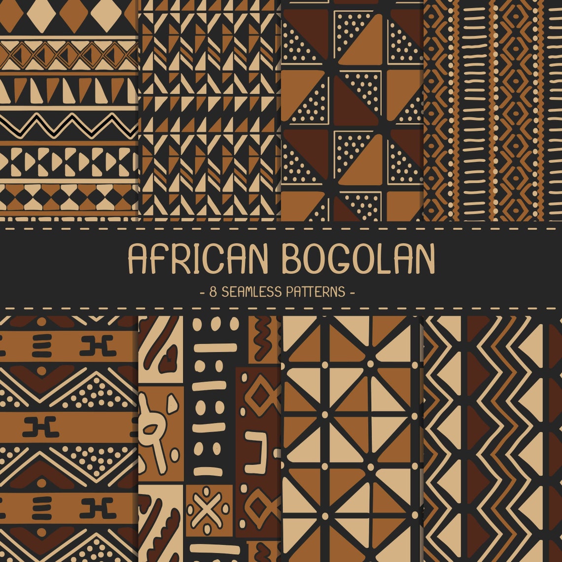 African Bogolan Digital Paper Bogolan Seamless Patterns Digital ...