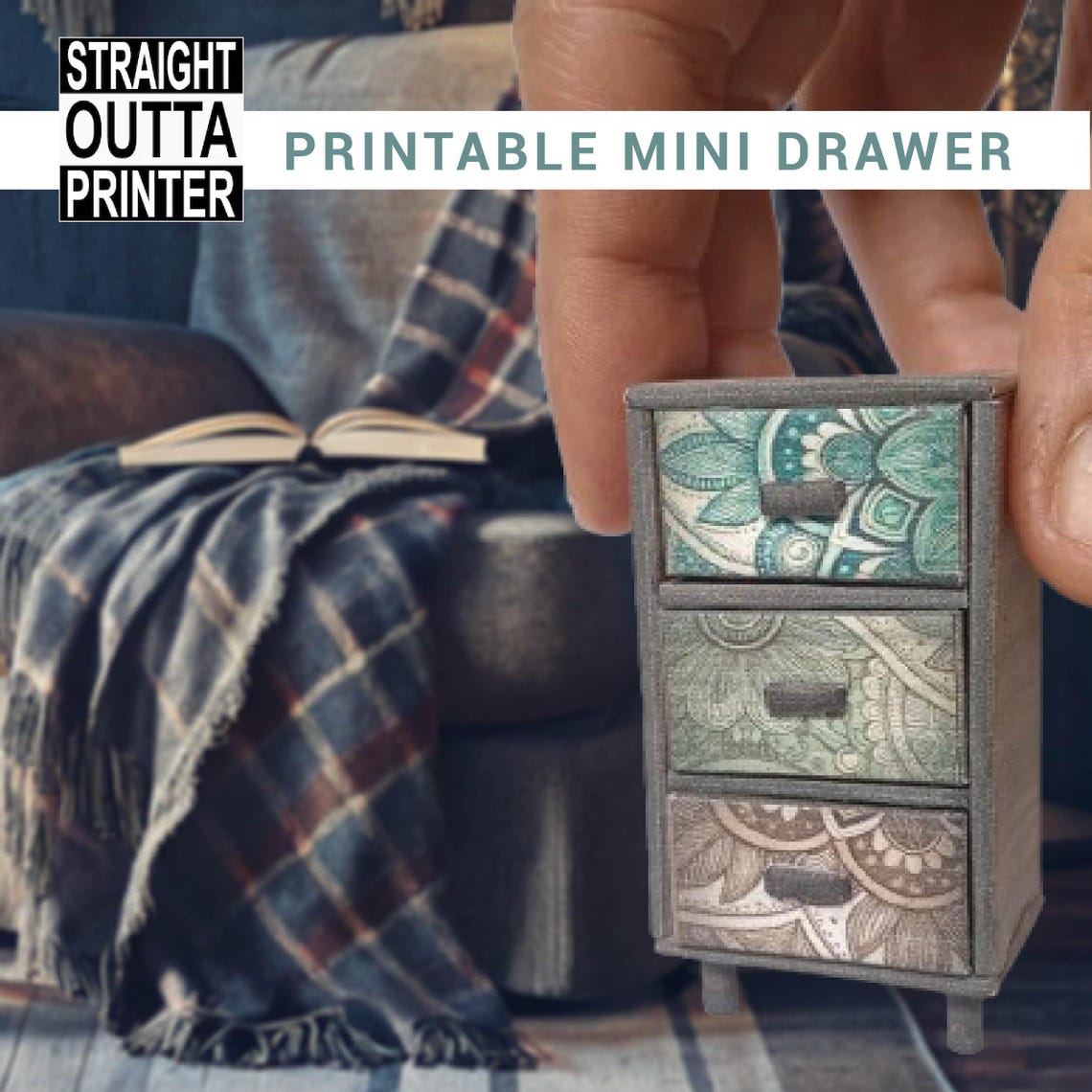 Printable Miniature Drawer | DIY Dollhouse Furniture Paper Craft (1:12 ...