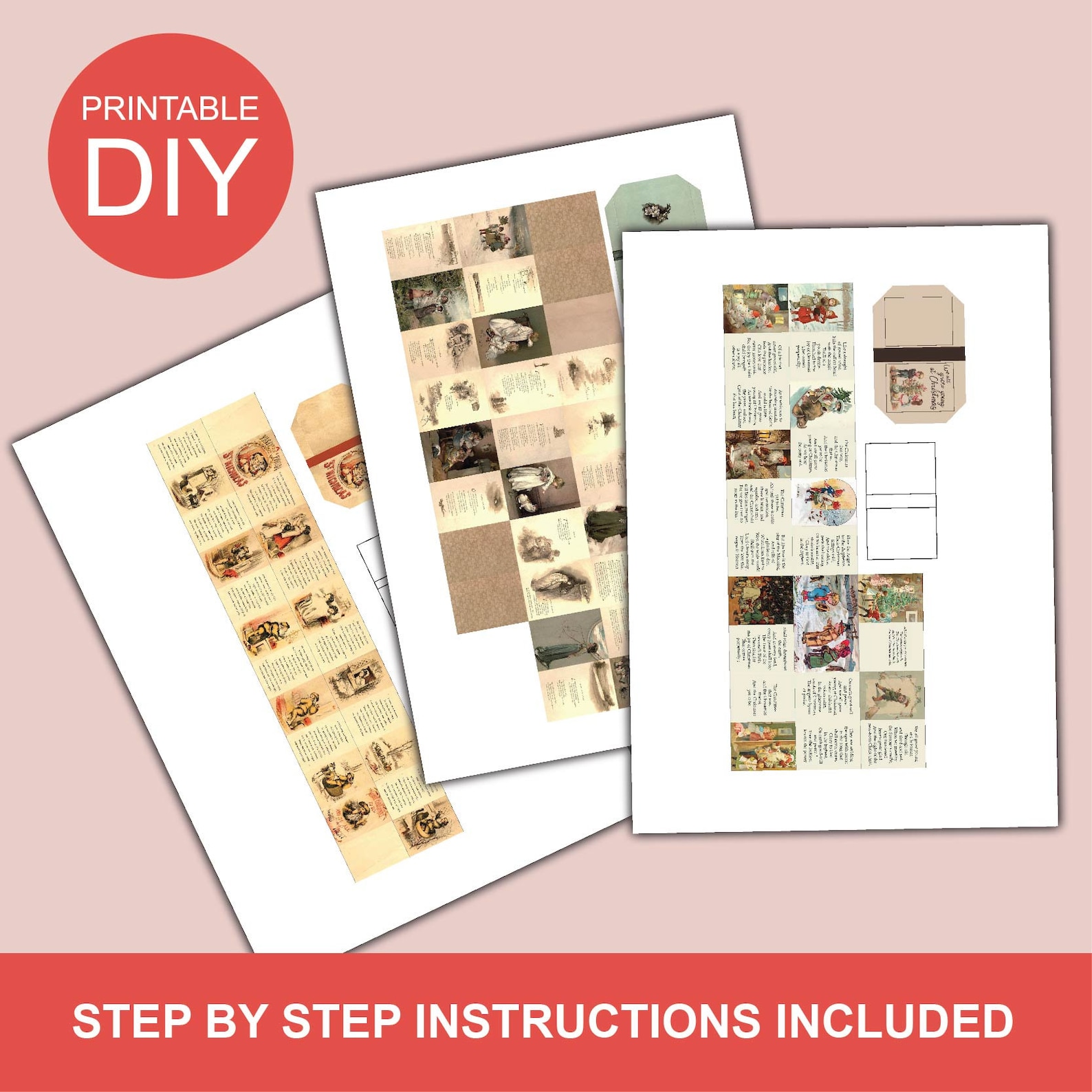 Miniature Books Readable Printable DIY Kit Christmas Illustrated Books ...