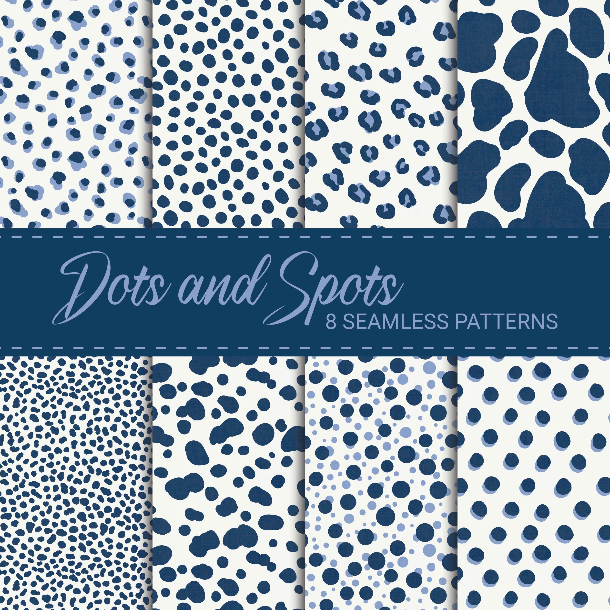 Navy Blue Dots and Spots Digital Paper, Animal Print Dotted Spotted ...