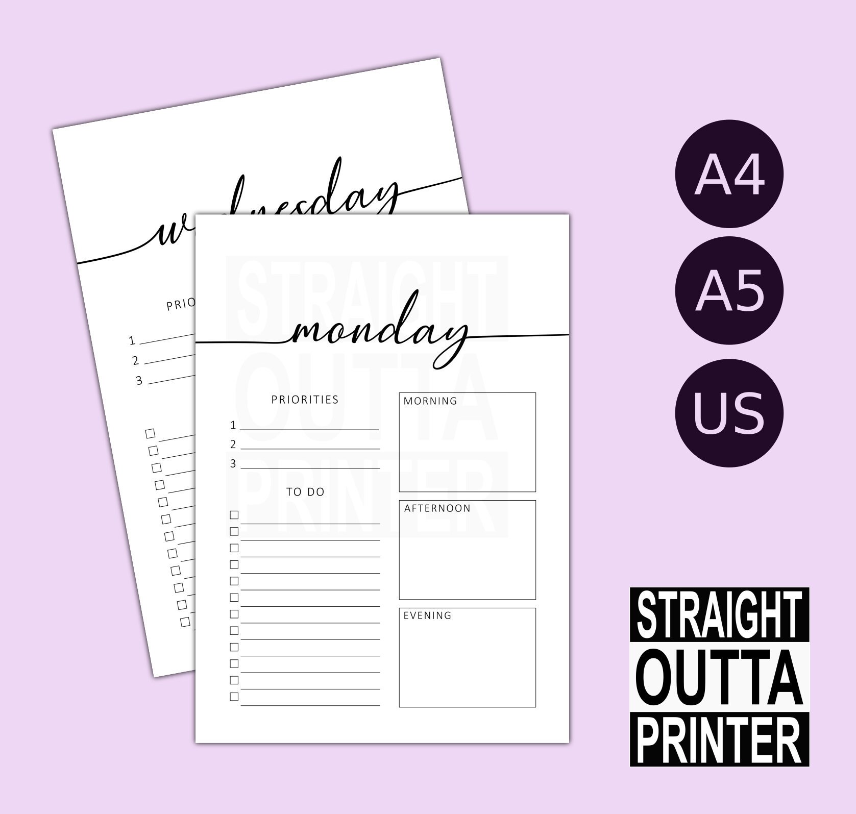 Minimalist Daily Planner Printable Templates Commerical Use | Etsy
