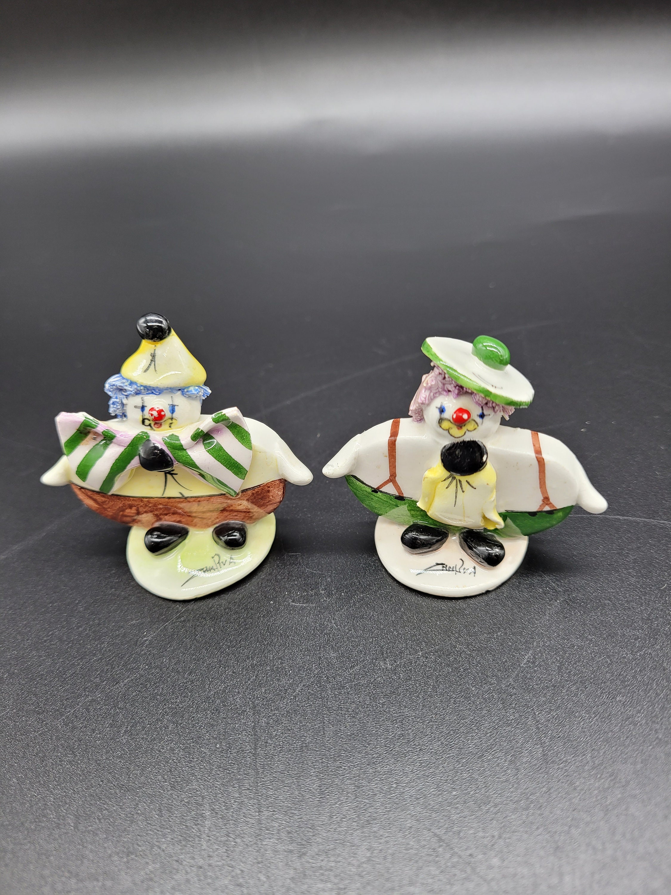 Vintage Lina Zampiva Spaghetti Hair Clowns Italy Signed Set of 2 - Etsy