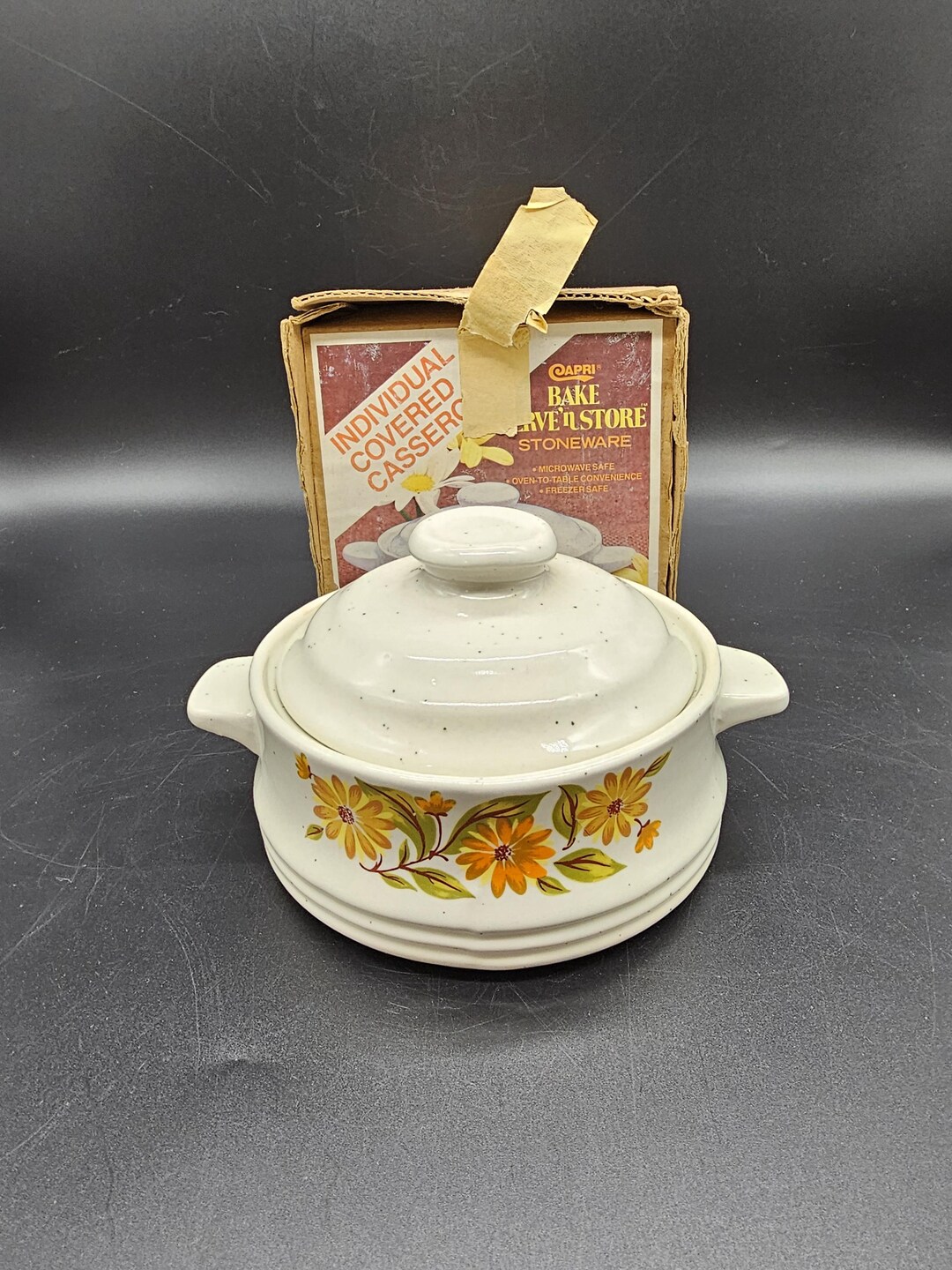 Capri Bake Serve N Store Stoneware Individual Covered Casserole Dish ...