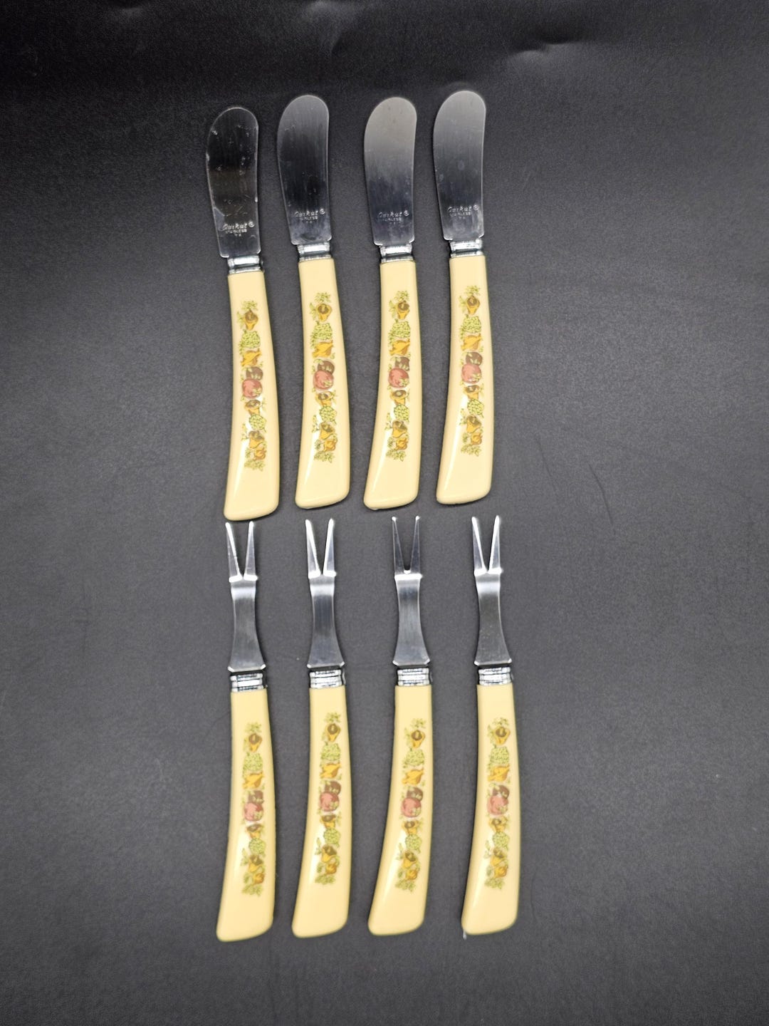 Quikut Appetizer Knives Cocktail Forks Set of 8 Vegetable Design ...