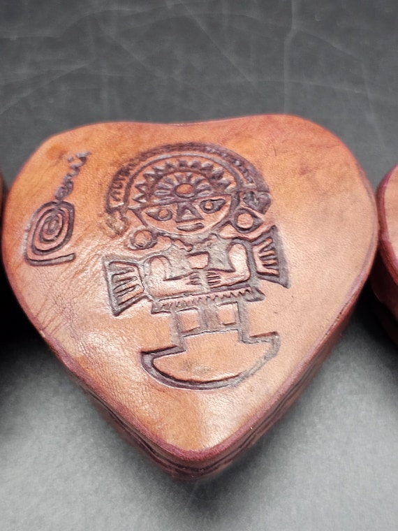 Genuine Tooled Leather Nesting Heart Shape Trinket Je… - Gem