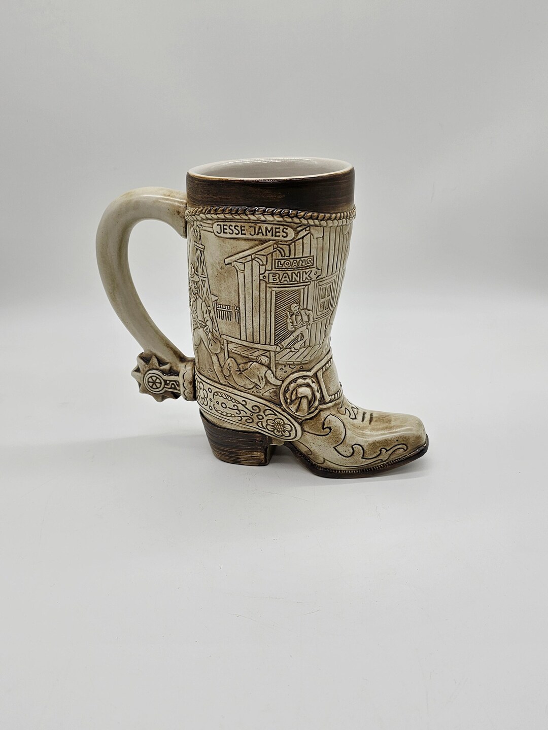 Ceramarte Ceramic Boot Stein Planter Brazil 1984 Jesse James Butch ...